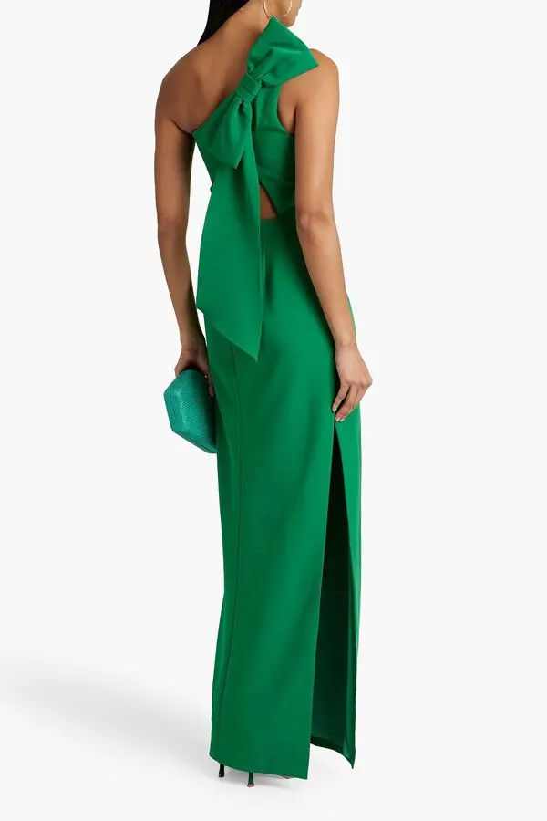 Marchesa One-Shoulder Bow-Embellished Cutout Gown In Green - 46% Off |  Editorialist