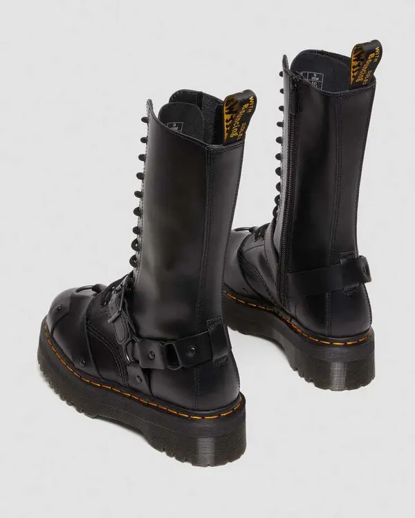 Martens 1914 Harness Leather Tall Lace Up Platform Boots In