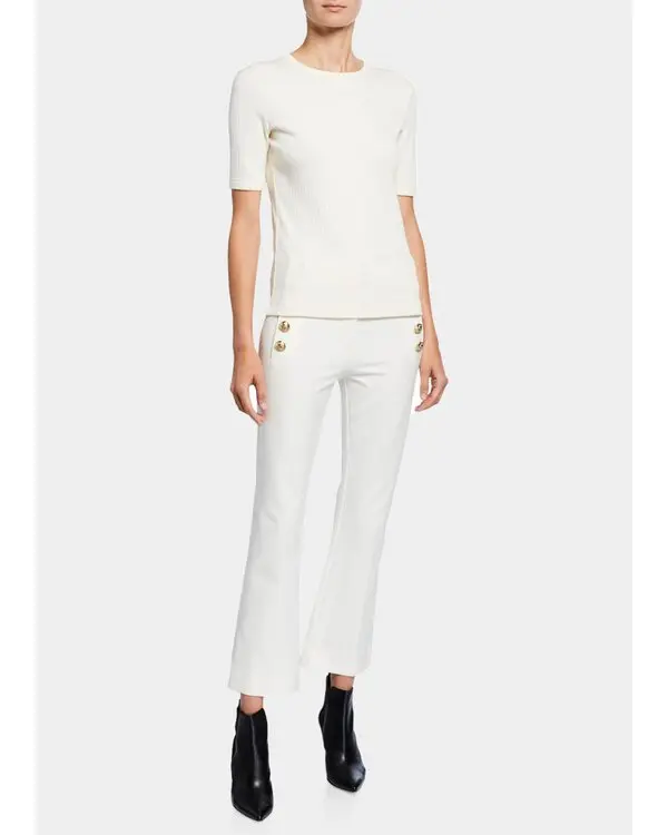 Derek Lam 10 Crosby Robertson Cropped Flare Trousers - White