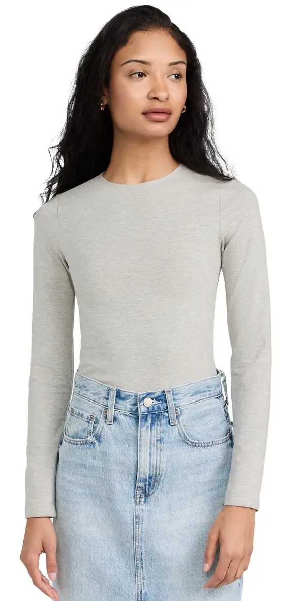 Ambitionist Long Sleeve Thong Bodysuit - Grey