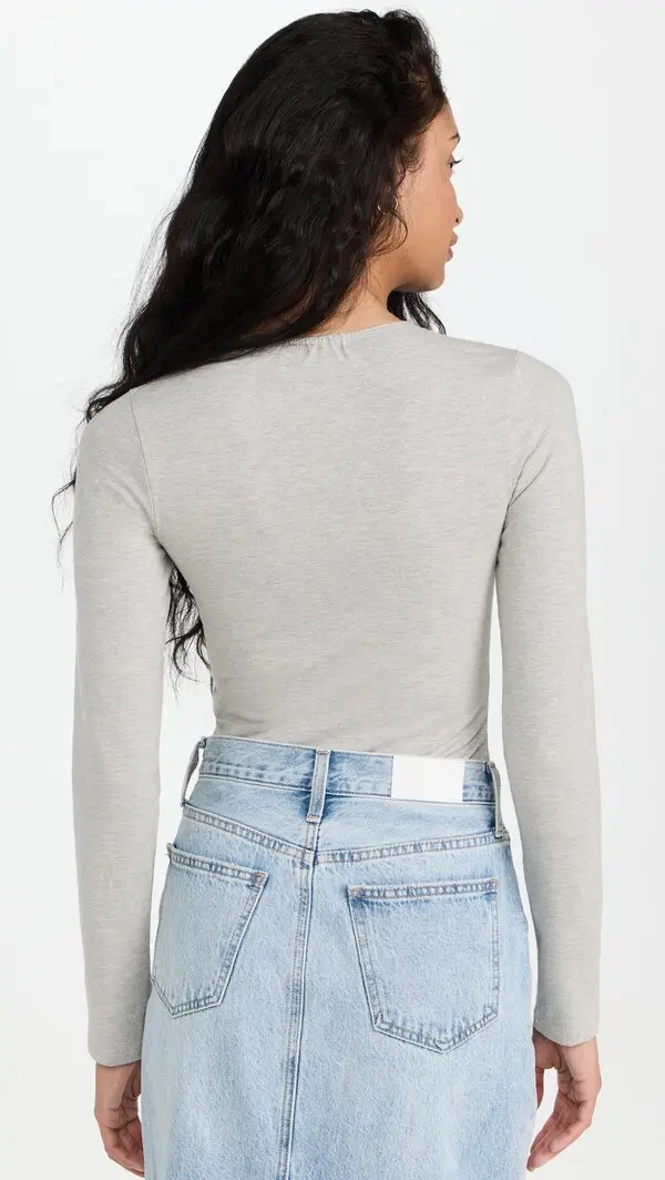 Ambitionist Long Sleeve Thong Bodysuit - Grey