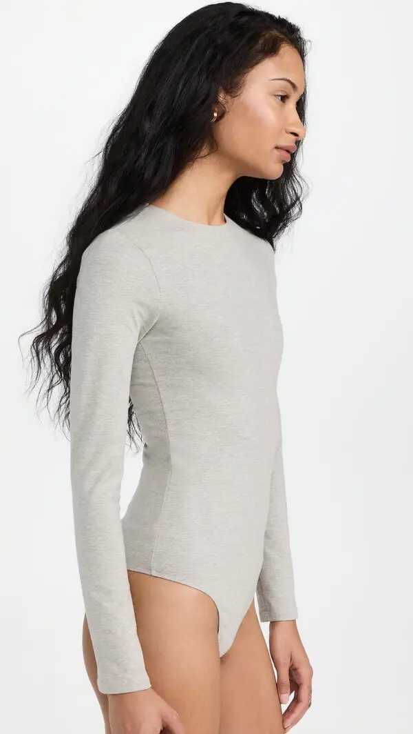 Ambitionist Long Sleeve Thong Bodysuit - Grey