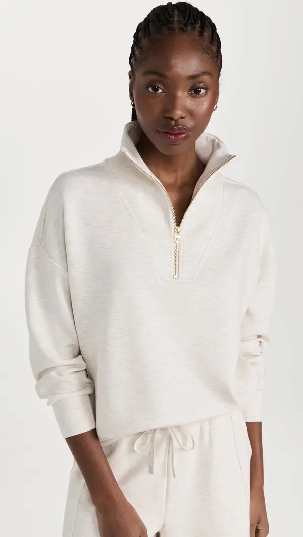Varley Hawley Half Zip Sweater - Ivory Marl