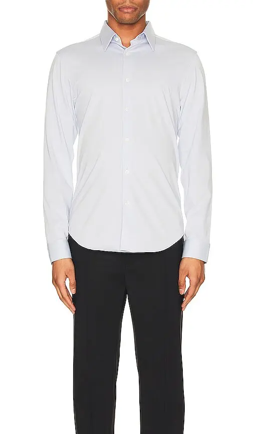 Theory Sylvain Structure Knit Shirt In Baby Blue - Olympic