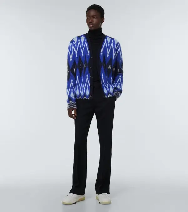 Amiri Argyle Alpaca And Mohair-blend Cardigan