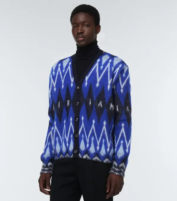 Amiri Argyle Alpaca And Mohair-blend Cardigan