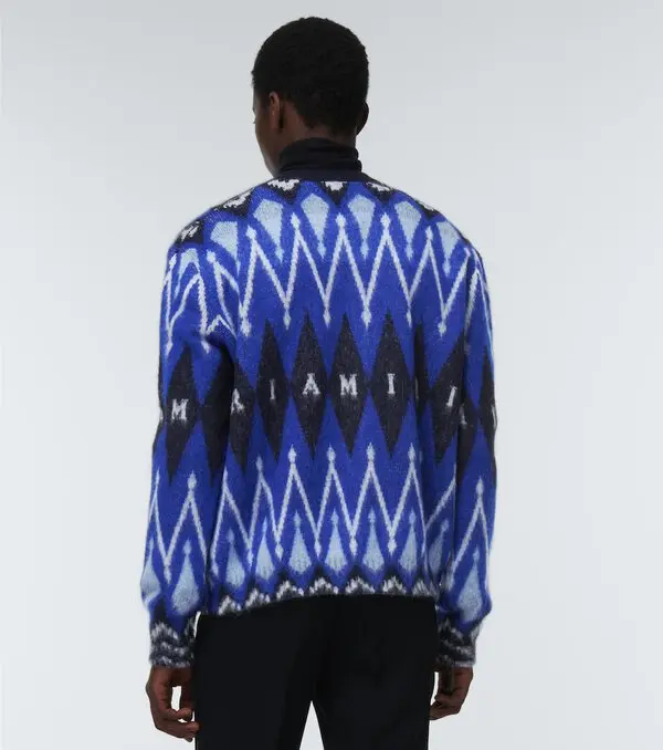 Amiri Argyle Alpaca And Mohair-blend Cardigan
