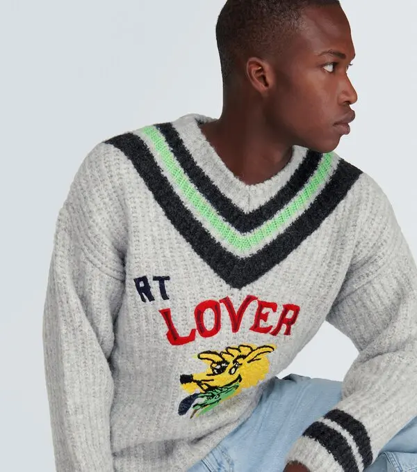 ERL Embroidered Wool-blend Sweater - Multicoloured