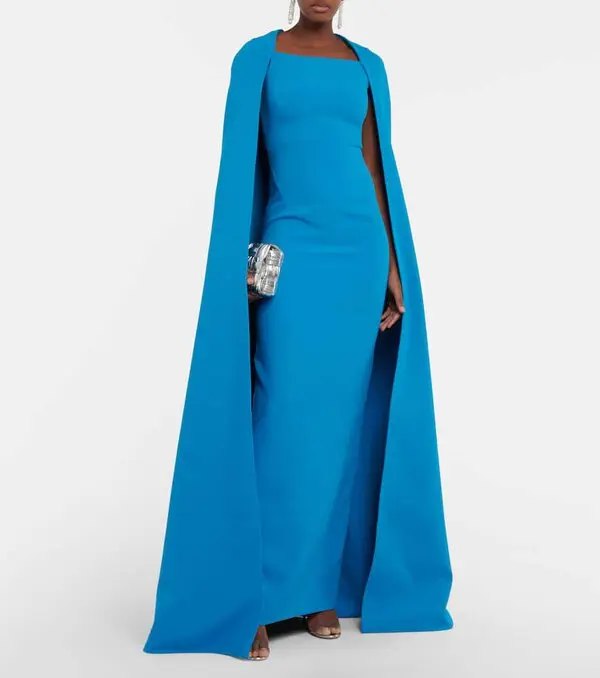 Safiyaa Cape Crêpe Maxi Dress