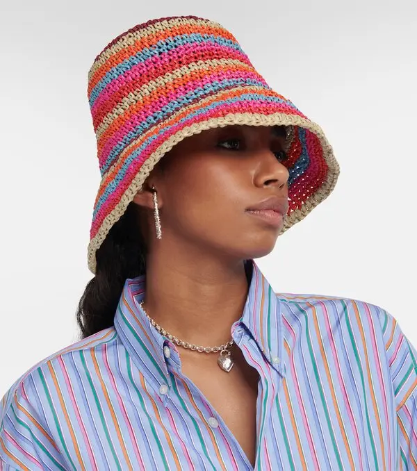 Etro Striped Raffia Bucket Hat