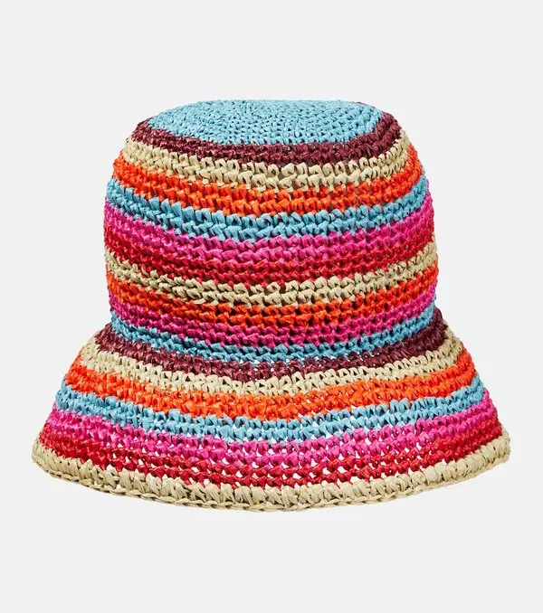 Etro Striped Raffia Bucket Hat