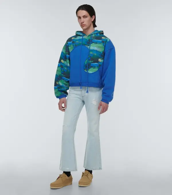 ERL Distressed Mid-rise Flared Jeans