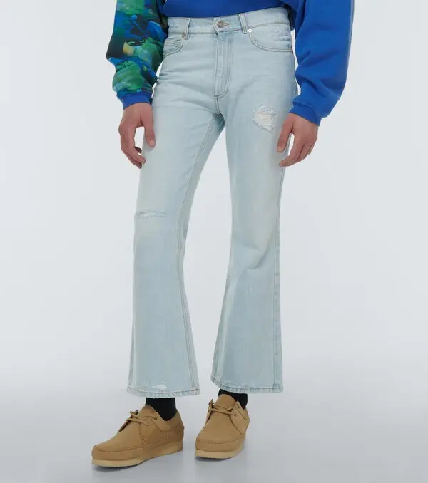 ERL Distressed Mid-rise Flared Jeans
