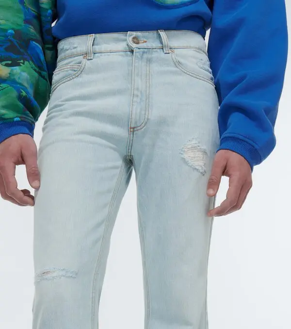 ERL Distressed Mid-rise Flared Jeans