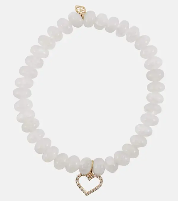 SYDNEY EVAN 14kt Gold, Moonstone, And Diamond Bracelet - White