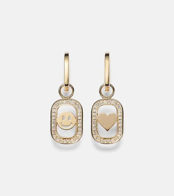 SYDNEY EVAN Open Icon Drop Earrings With Diamonds - Gold