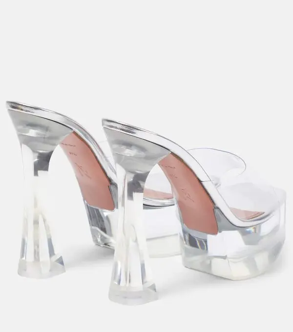 Amina Muaddi Dalida Glass Platform Mules - White