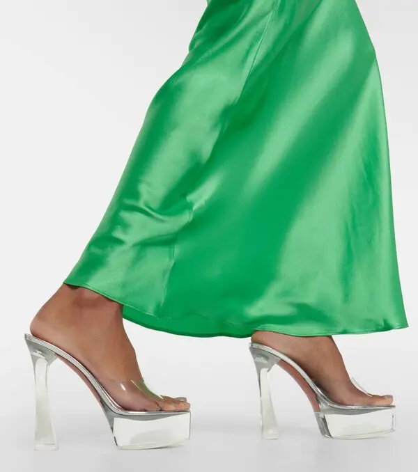 Amina Muaddi Dalida Glass Platform Mules - White