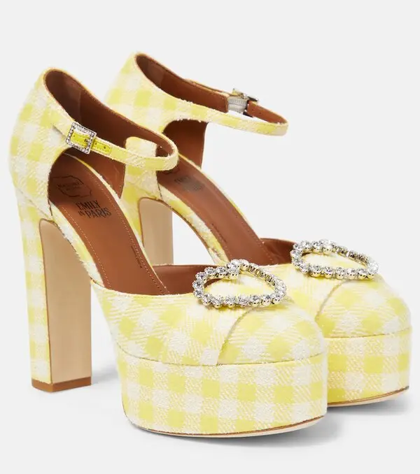MALONE SOULIERS Camille 130 Embellished Platform Pumps - Yellow