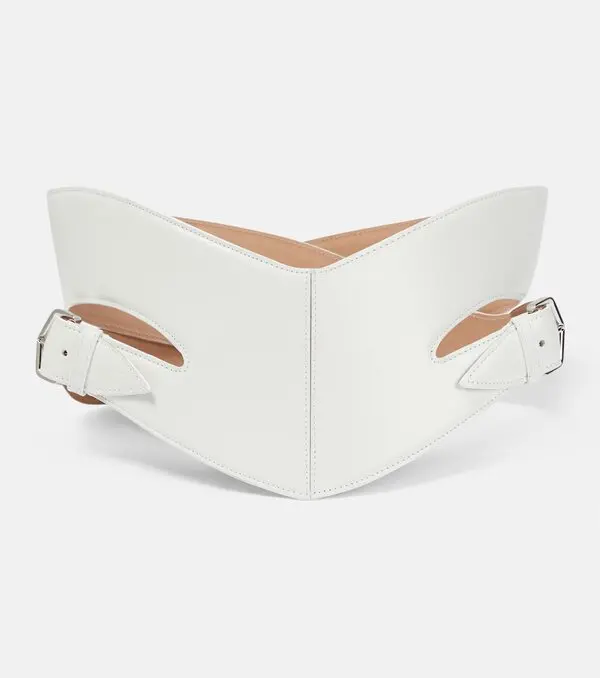 Alaïa Cut-out Leather Belt - White