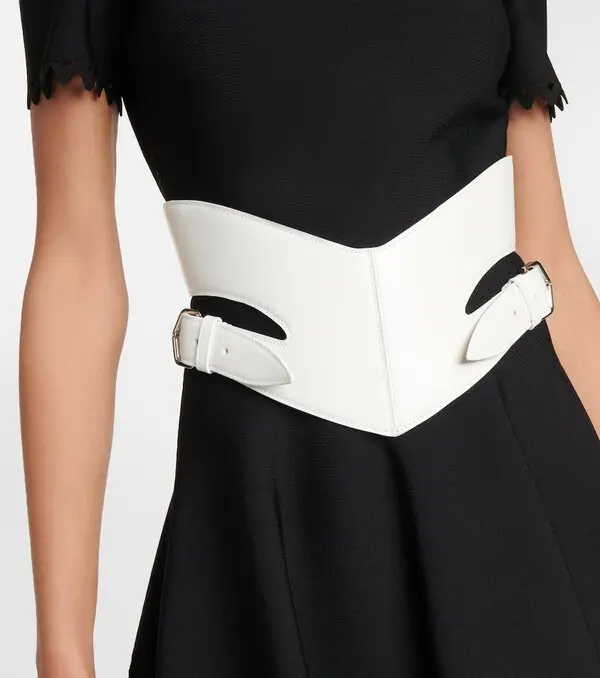 Alaïa Cut-out Leather Belt - White