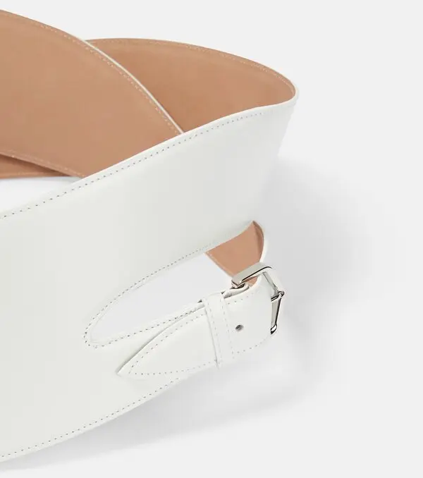 Alaïa Cut-out Leather Belt - White
