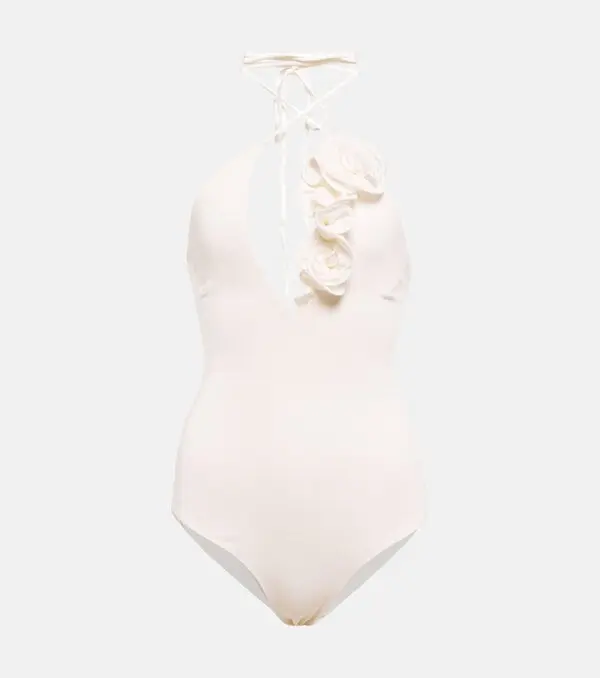 Magda Butrym Ruffled Halterneck Jersey Bodysuit
