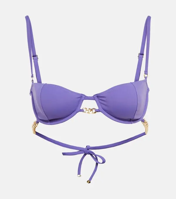 Stella McCartney Chain-trimmed Bikini Top - Purple