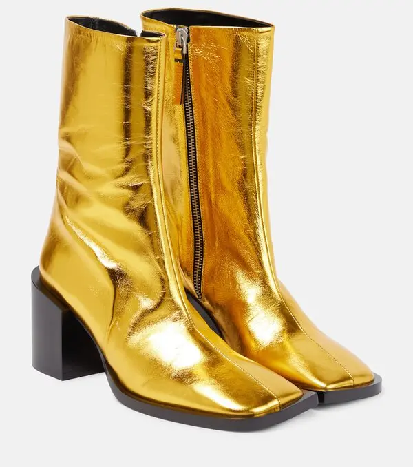 JIL SANDER Metallic Leather Ankle Boots