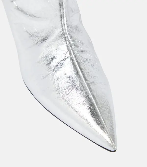 JIL SANDER Metallic Leather Ankle Boots - Silver