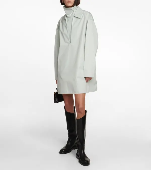 JIL SANDER V-neck Cotton Minidress - Brown