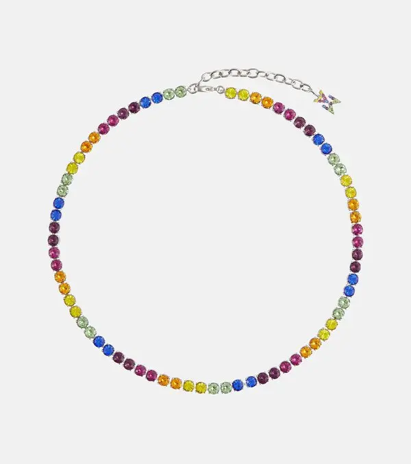 Amina Muaddi Tennis Crystal Necklace - Multicoloured