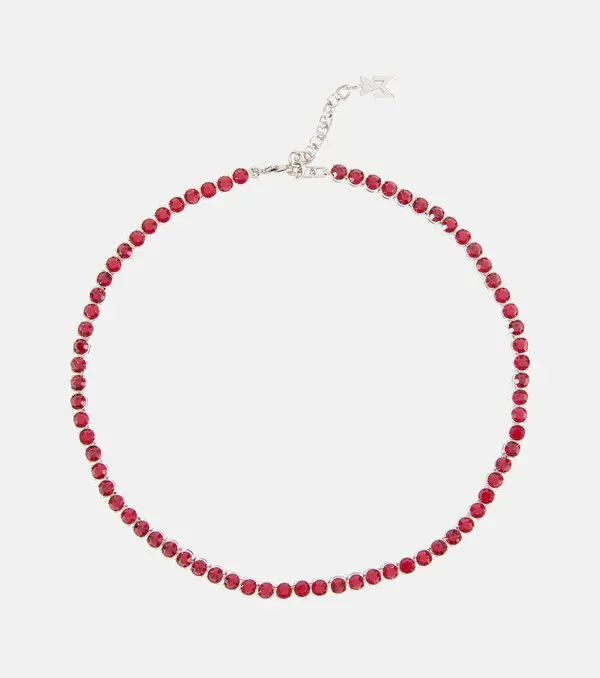 Amina Muaddi Tennis Crystal-embellished Necklace - Red