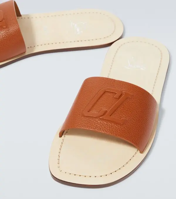 Christian Louboutin Varsicool Leather Slide, Brown Christian Louboutin Varsicool Leather Slide Men main image 4
