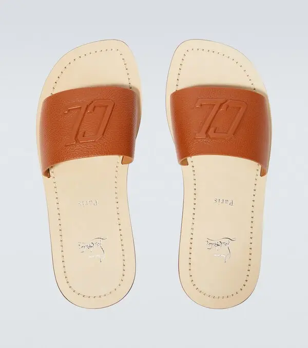 Christian Louboutin Varsicool Leather Slide, Brown Christian Louboutin Varsicool Leather Slide Men main image 3