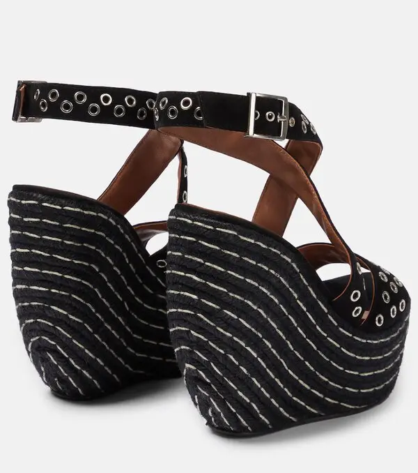Alaïa Embellished Suede Wedge Sandals