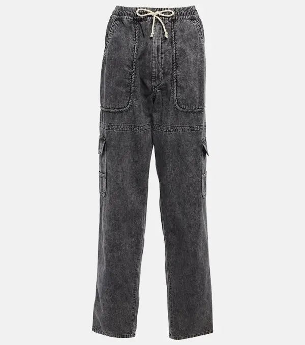 MARANT ETOILE Viamao High-rise Cotton Cargo Pants - Grey