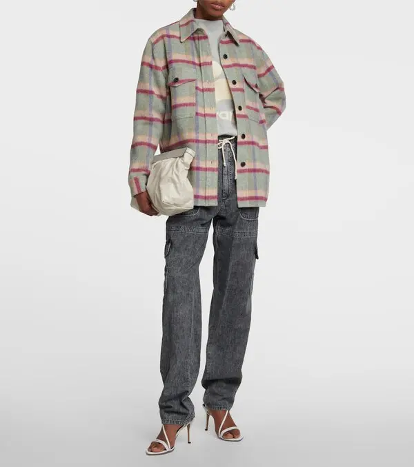 MARANT ETOILE Viamao High-rise Cotton Cargo Pants - Grey
