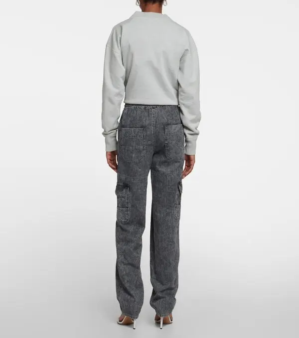 MARANT ETOILE Viamao High-rise Cotton Cargo Pants - Grey
