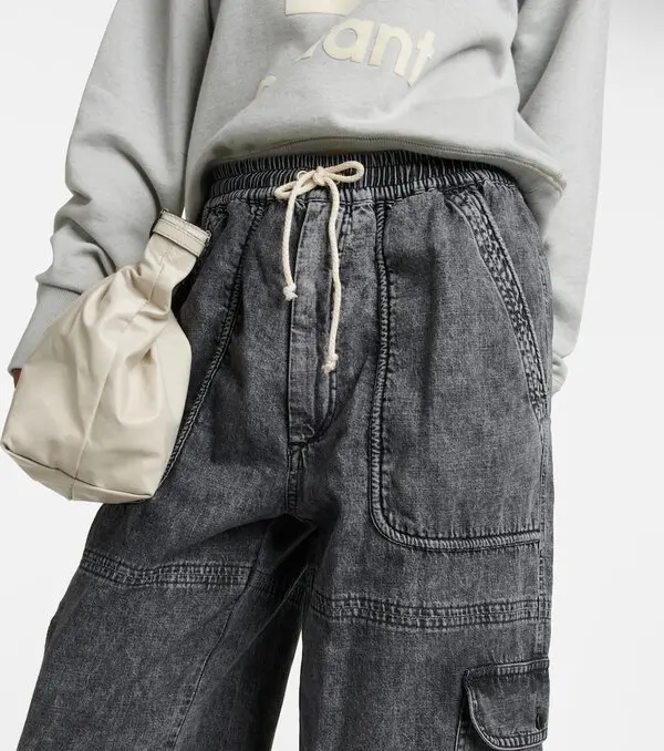 MARANT ETOILE Viamao High-rise Cotton Cargo Pants - Grey