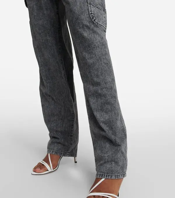MARANT ETOILE Viamao High-rise Cotton Cargo Pants - Grey