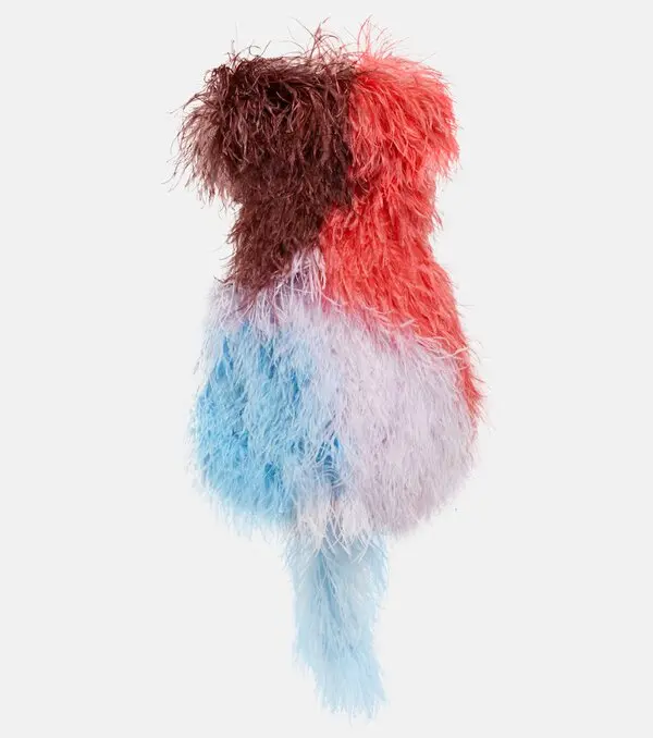 Attico Keri Feather-embellished Minidress - Multicoloured