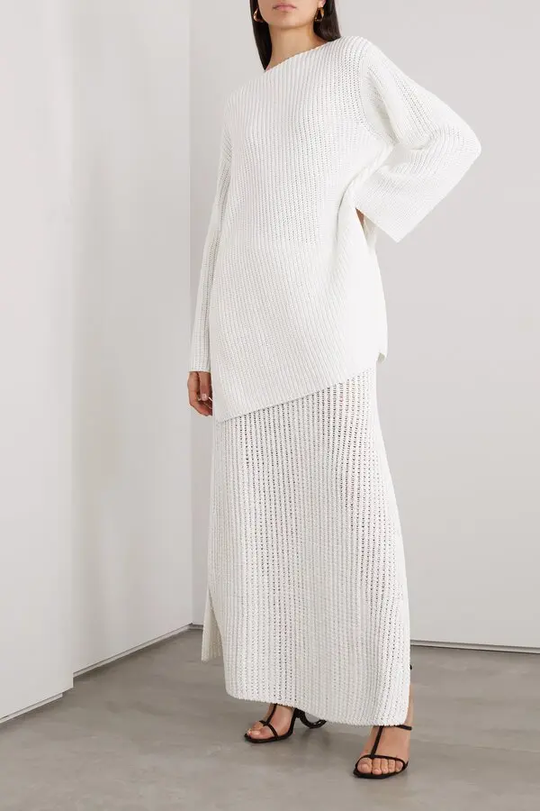 FERRAGAMO Oversized Ribbed Cotton Sweater