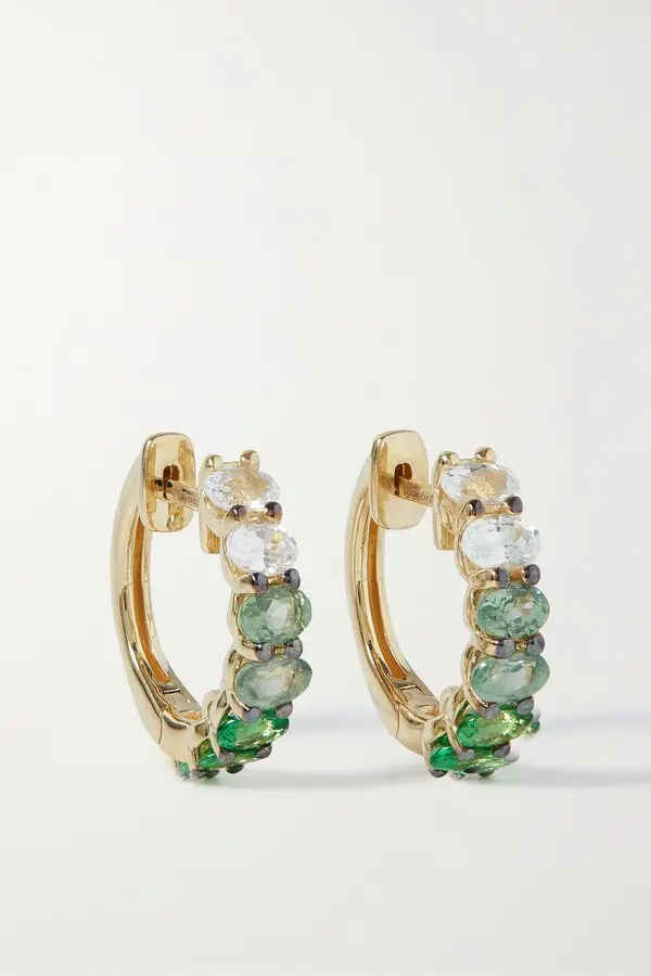 ROXANNE FIRST 14-karat Gold Sapphire Hoop Earrings - Green