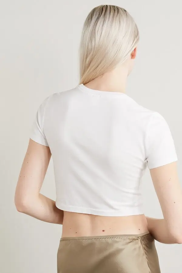 RE/DONE Hanes Micro Cropped Cotton-jersey T-shirt - White