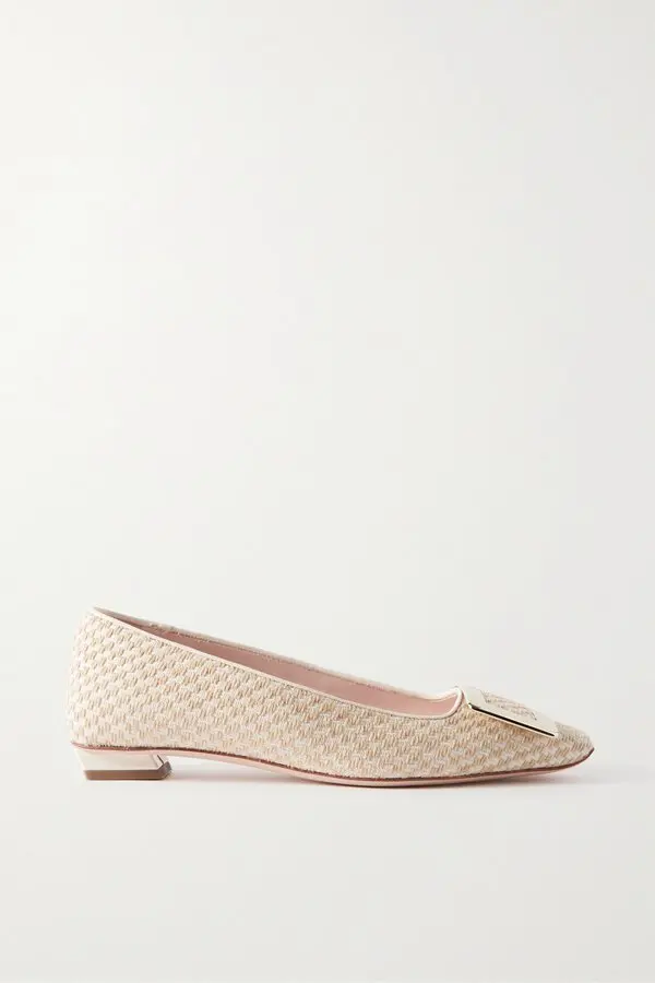 ROGER VIVIER Belle Vivier Embellished Canvas Flats
