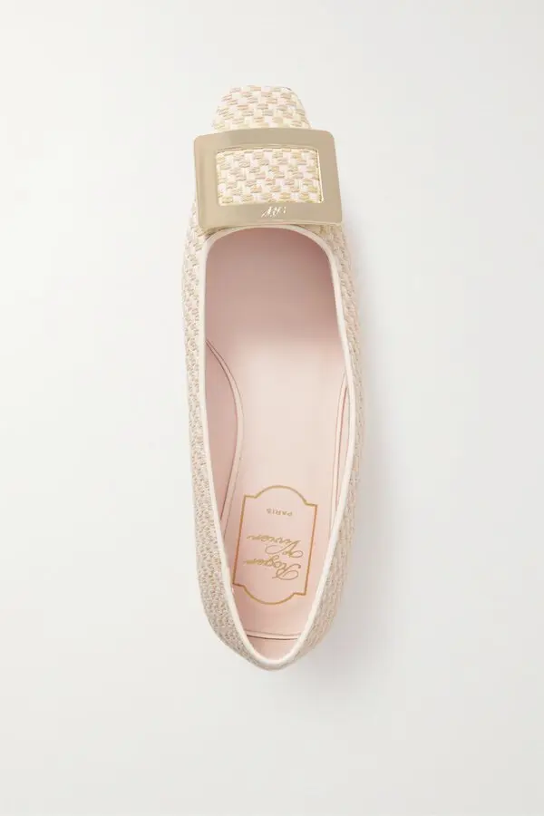 ROGER VIVIER Belle Vivier Embellished Canvas Flats