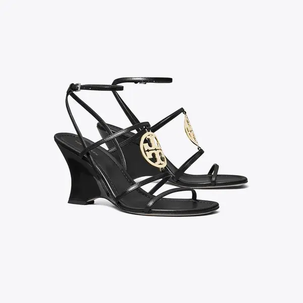 Tory Burch Miller Wedge Sandal - Perfect Black/gold