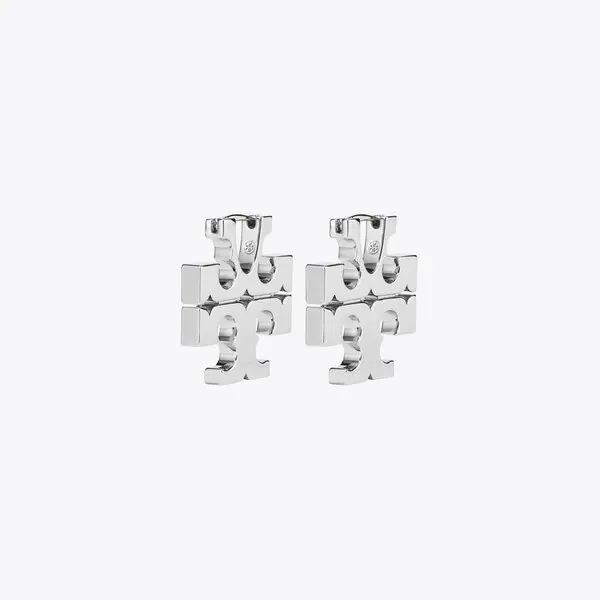Tory Burch Icon Hoop Earrings - Light Silver