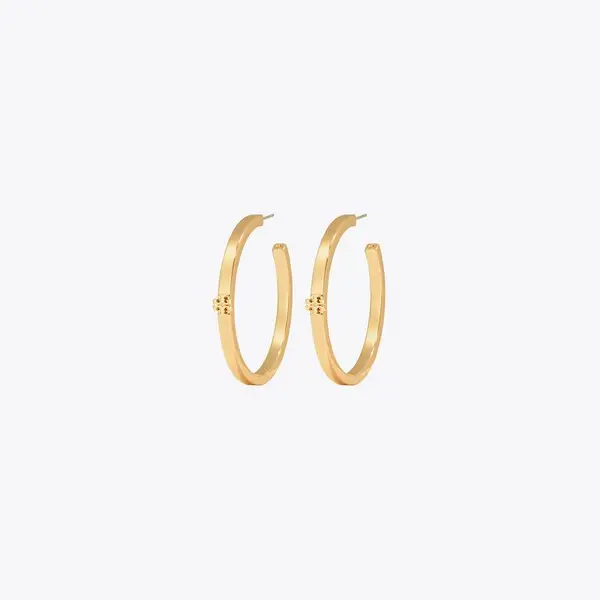 Tory Burch Icon Hoop Earrings - Tory Gold